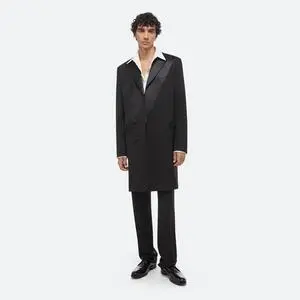Helmut Lang Virgin Wool Tuxedo Car Coat