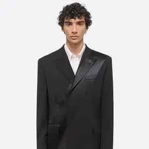 Helmut Lang Virgin Wool Tuxedo Car Coat