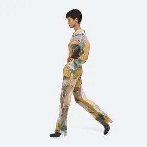 Helmut Lang Printed Silk Car Trouser