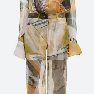 Helmut Lang Printed Silk Car Trouser