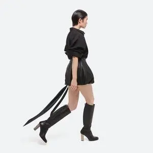 Helmut Lang Leather Bubble Mini Skirt