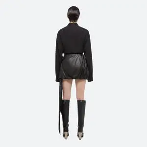 Helmut Lang Leather Bubble Mini Skirt