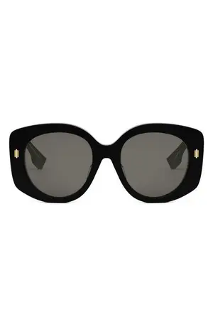 Fendi Fendi Roma 62mm Oversized Round Sunglasses Shiny Black/smoke