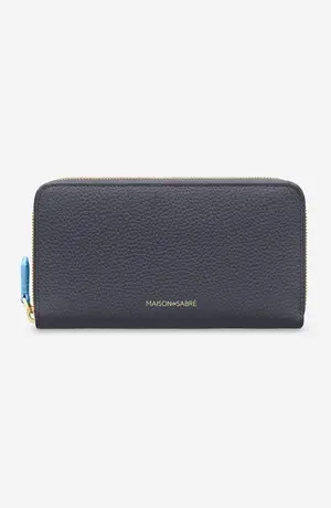 MAISON DE SABRE Long Leather Zip Wallet - Graphite Sky