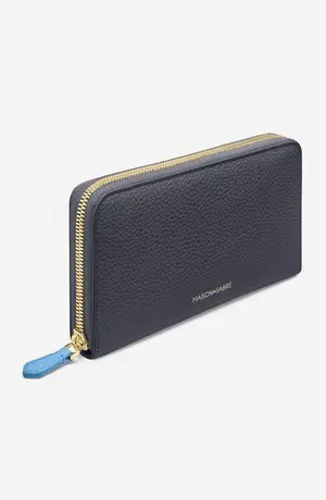 MAISON DE SABRE Long Leather Zip Wallet - Graphite Sky