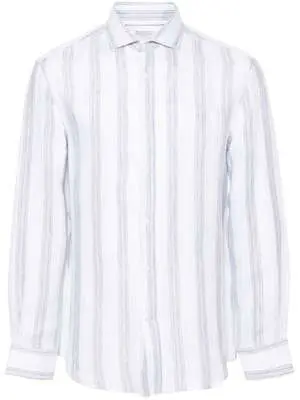 Brunello Cucinelli Striped Linen Shirt - White