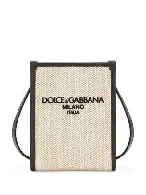 Dolce & Gabbana Logo-embroidered Canvas Shoulder Bag - Neutrals