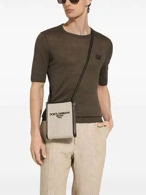 Dolce & Gabbana Logo-embroidered Canvas Shoulder Bag - Neutrals