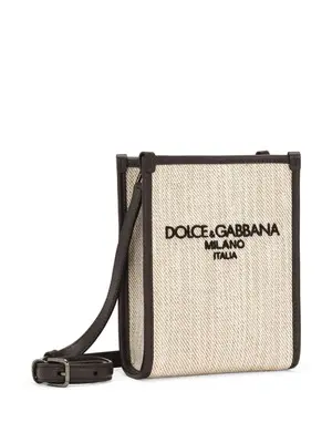Dolce & Gabbana Logo-embroidered Canvas Shoulder Bag - Neutrals