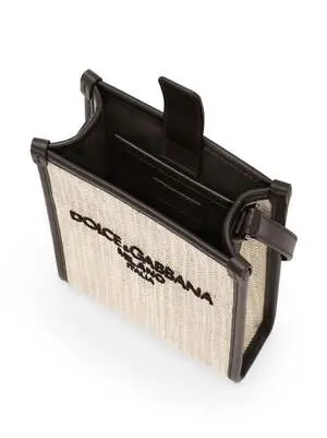 Dolce & Gabbana Logo-embroidered Canvas Shoulder Bag - Neutrals