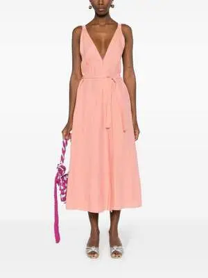 FORTE_FORTE Belted Linen Wrap Dress