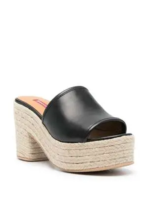 Moschino Leather Espadrilles - Black