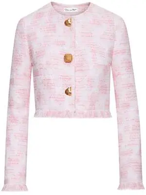 Oscar De La Renta Textured Tweed Cropped Jacket