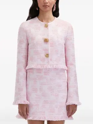 Oscar De La Renta Textured Tweed Cropped Jacket