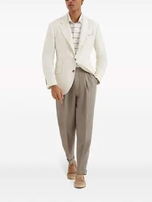 Brunello Cucinelli Striped Linen-cotton Polo Shirt