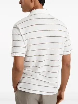 Brunello Cucinelli Striped Linen-cotton Polo Shirt