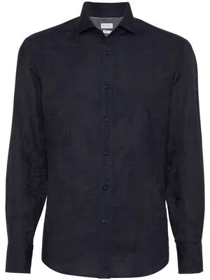 Brunello Cucinelli Patterned-jacquard Long-sleeve Shirt