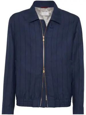 Brunello Cucinelli Striped Zip-up Jacket - Blue