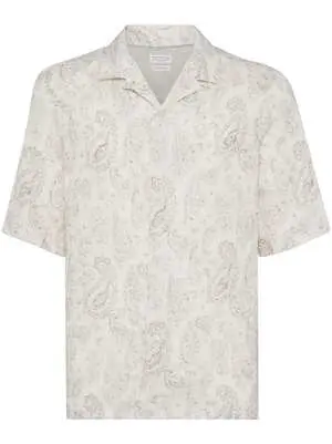 Brunello Cucinelli Paisley-print Linen Shirt - Neutrals