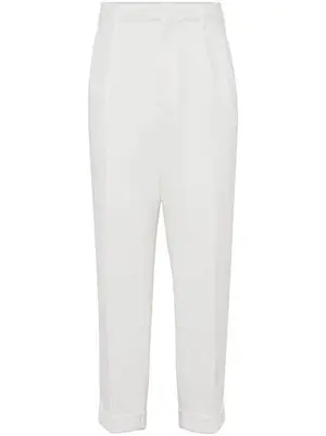 Brunello Cucinelli Tailored Cotton Trousers - White