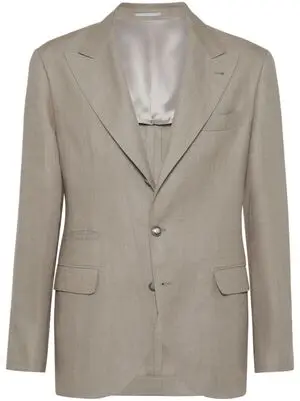 Brunello Cucinelli Single-breasted Linen Blazer - Green