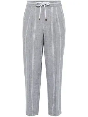 Brunello Cucinelli Vertical-striped Tapered Trousers