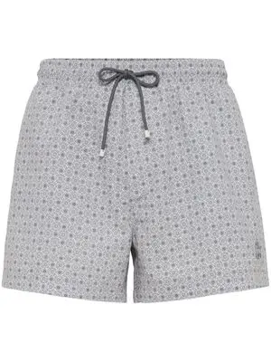 Brunello Cucinelli Graphic-print Swim Shorts - Grey