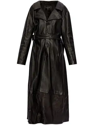 Balenciaga Belted Leather Trench Coat