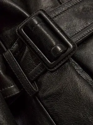 Balenciaga Belted Leather Trench Coat