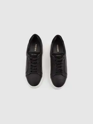 REISS Connie Leather Platform Trainers