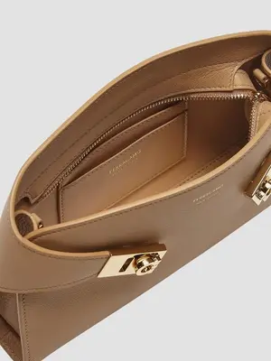 FERRAGAMO Hug Leather Shoulder Bag - Light Camel