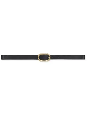 ANINE BING Small Signature Link Leather Belt - Black