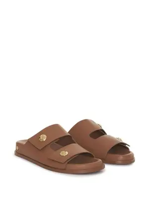 ANINE BING Ella Leather Slides - Brown