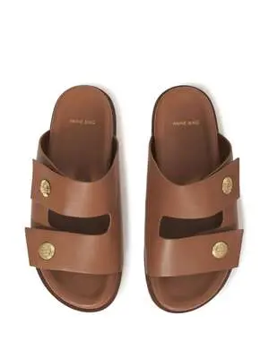 ANINE BING Ella Leather Slides - Brown