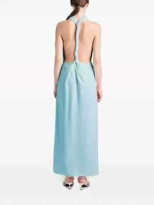 Proenza Schouler Selena High-neck Ruched Midi Dress - Blue