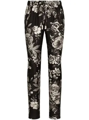 Dolce & Gabbana Floral-print Silk Track Pants