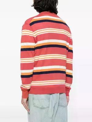 Maison Kitsuné Striped Intarsia-knit Cardigan - Red