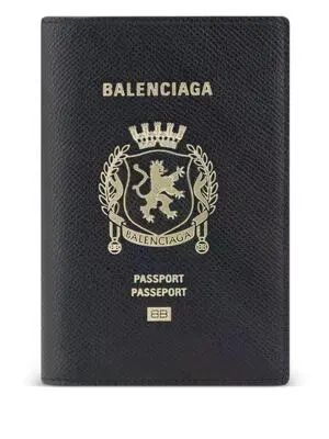 Balenciaga Leather Passport Holder - Black