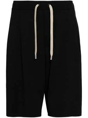 CROQUIS Pleat-detail Drop-crotch Shorts - Black