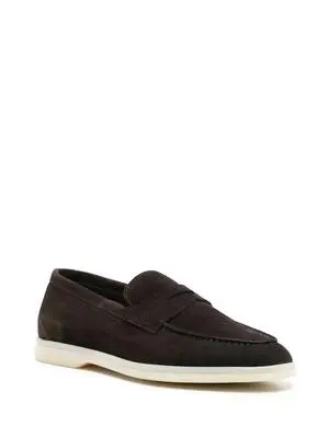 SCAROSSO Luciana Suede Penny Loafers - Brown