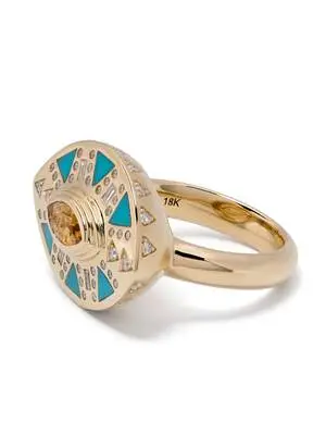 Harwell Godfrey 18kt Yellow Turquoise, Citrine And Diamond Ring