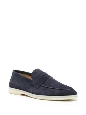 SCAROSSO Luciano Suede Penny Loafers - Blue