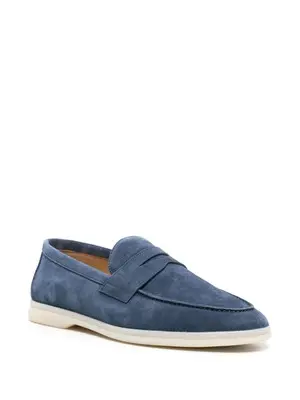 SCAROSSO Luciano Suede Penny Loafers - Blue