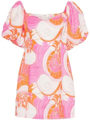 Rhode Dali Floral-print Off-shoulder Minidress - White