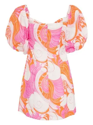 Rhode Dali Floral-print Off-shoulder Minidress - White