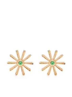 Harwell Godfrey 18kt Yellow Sunflower Tsavorite Stud Earrings - Gold