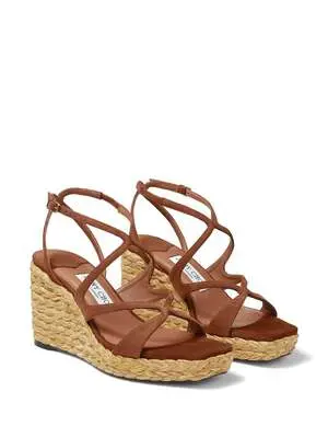 JIMMY CHOO Ayla 85 Wedge Heeled Espadrilles - Brown