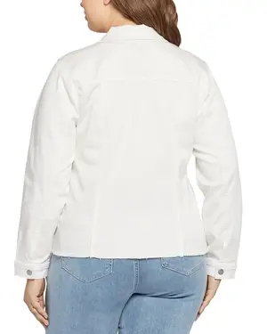 NYDJ Frayed Hem Denim Trucker Jacket - Optic White