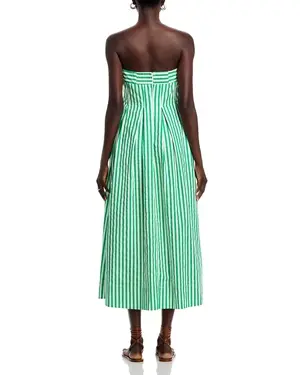 Aqua Strapless Striped Maxi Dress - Green/white