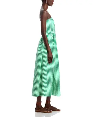 Aqua Strapless Striped Maxi Dress - Green/white